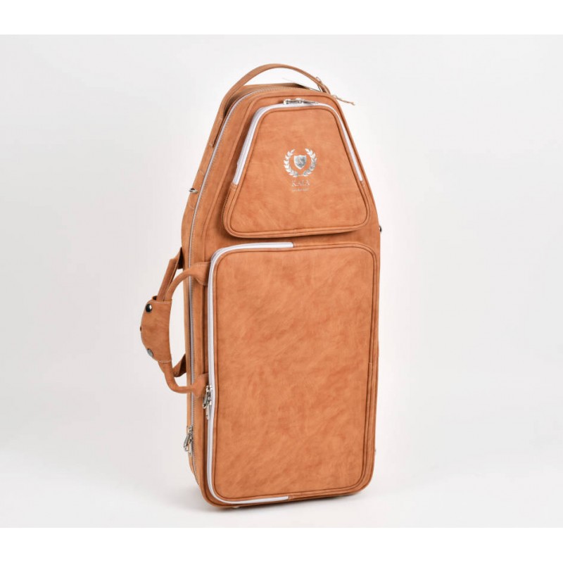 French bassoon case in leather and microfiber Color gray